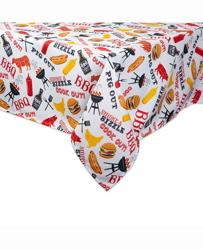 Design Imports BBQ Fun Print Outdoor Table cloth with Zipper 60" X 84 ...