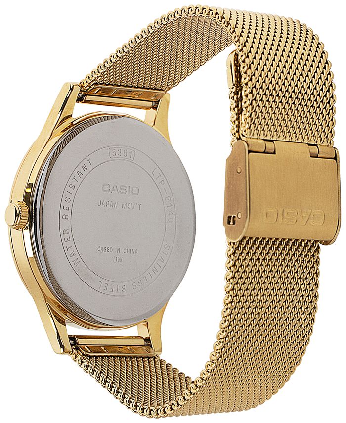 Casio Women's Gold-Tone Stainless Steel Mesh Bracelet Watch 38mm - Macy's