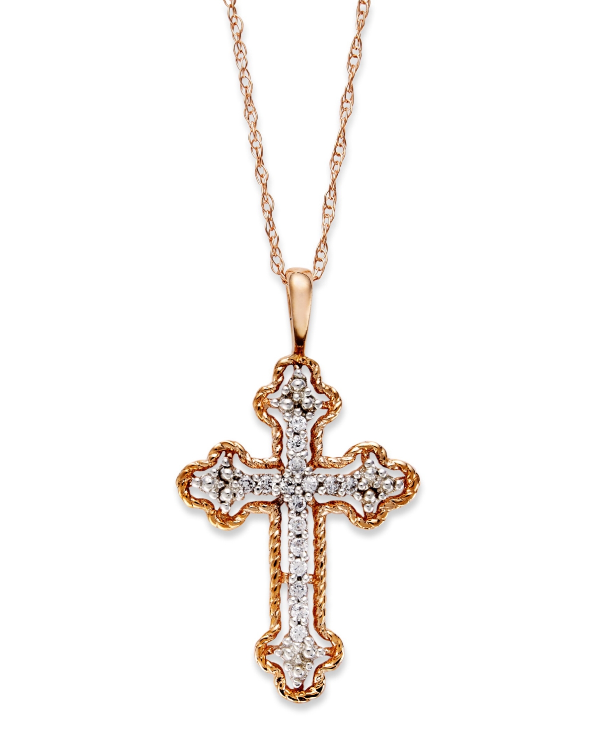 Click here for Diamond Antique Cross Pendant Necklace in 14k Whit... prices