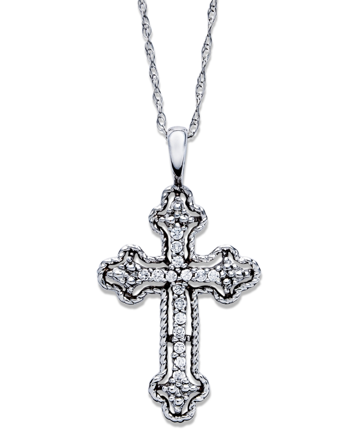 Click here for Diamond Antique Cross Pendant Necklace in 14k Whit... prices