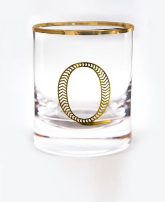 Qualia Glass Monogram Rim and Letter Q Double Old Fashioned Glasses ...