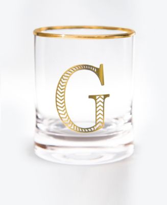 Qualia Glass Monogram Rim and Letter G Double Old Fashioned Glasses ...