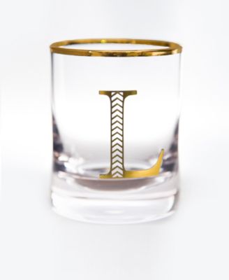 Qualia Glass Monogram Rim and Letter L Double Old Fashioned Glasses ...