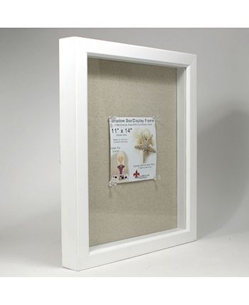 Lawrence Frames White Shadow Box Frame - Linen Inner Display Board - 11 ...