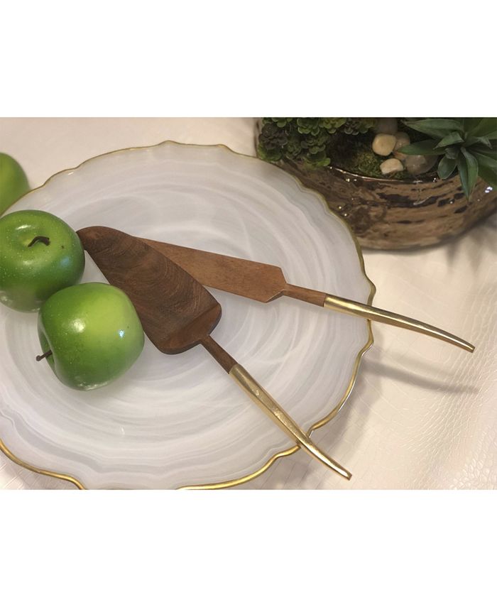 Classic Touch Set of 2 Wooden Cake Servers with Handle - Macy's