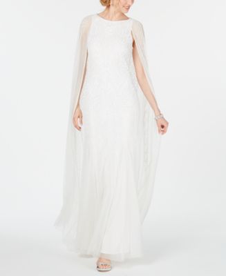 Adrianna Papell Embellished Cape Gown - Macy's