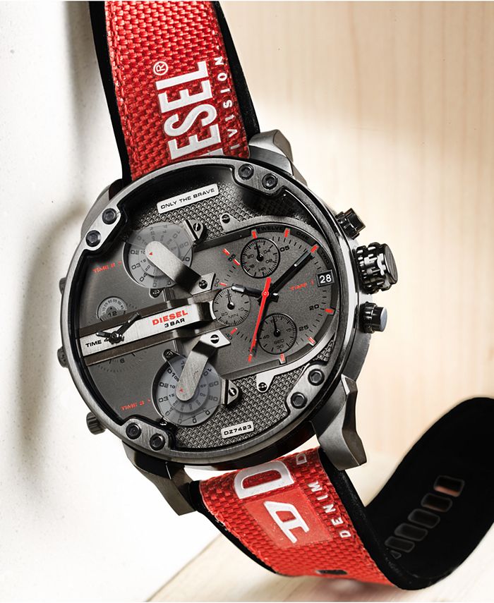 Diesel LIMITED EDITION Men's Chronograph Mr. Daddy 2.0 Red Nylon Strap ...