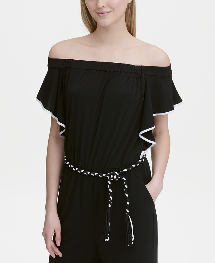 Calvin Klein Braid-Belt Jumpsuit - Macy's