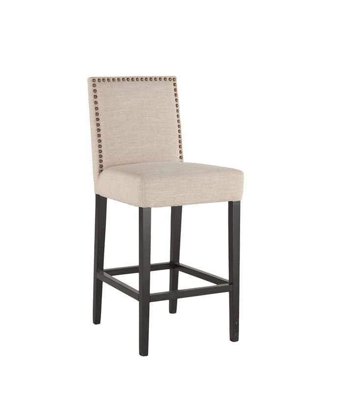 World Interiors Jona Linen Bar Chair with Dark Walnut Legs - 22.5" x 21 ...