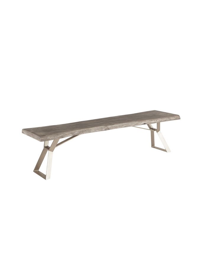 World Interiors Nottingham Acacia Wood Dining Bench in Weathered Gray ...