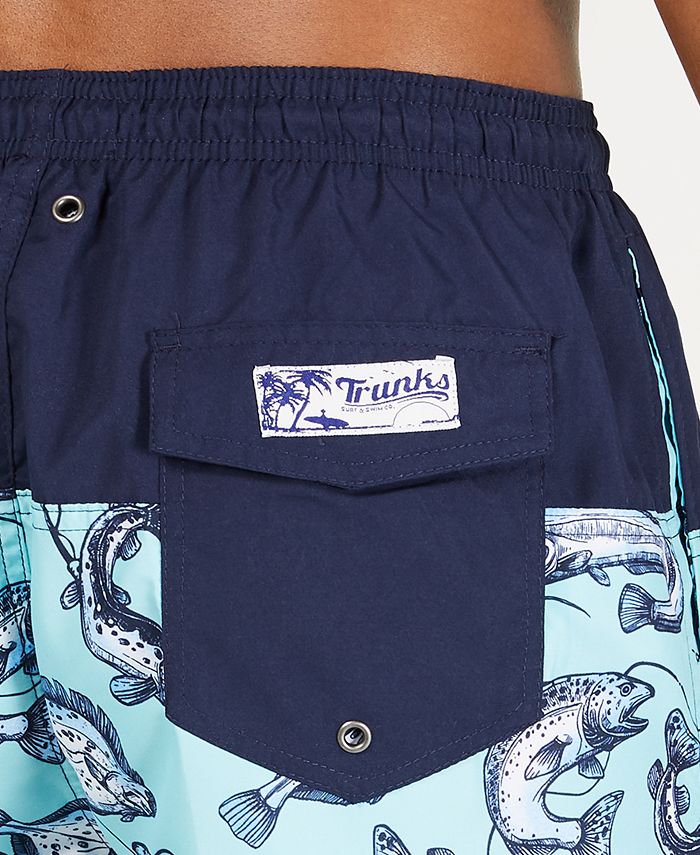 Trunks Surf & Swim Co. Men's Marlin Colorblocked Fish-Print 6" Swim ...