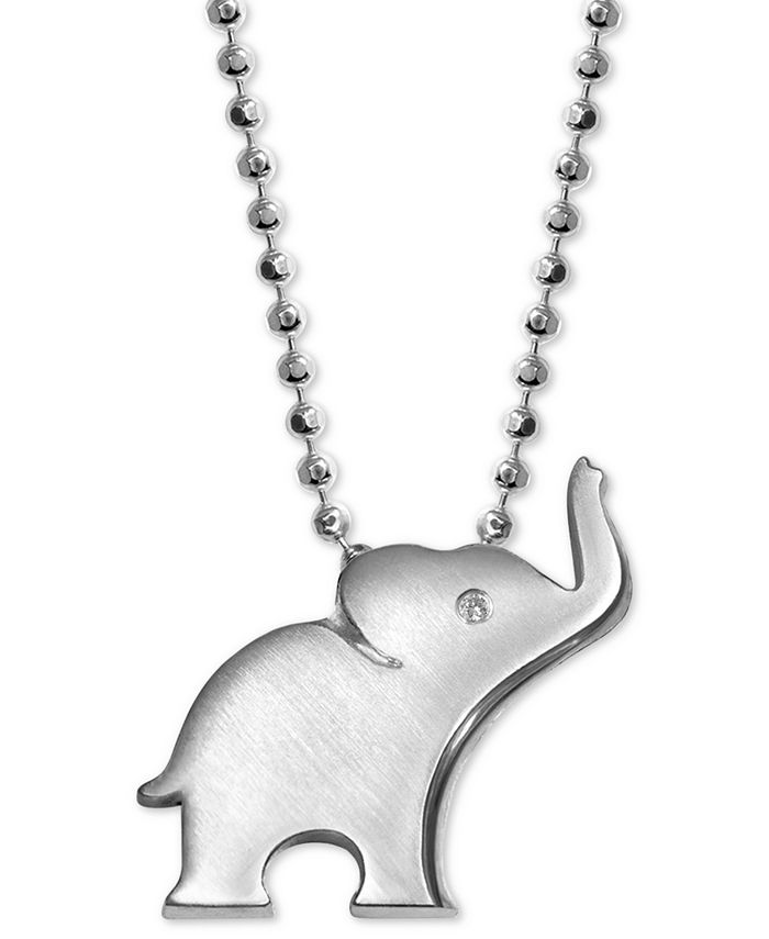 Alex Woo Diamond Accent Elephant 16" Pendant Necklace in Sterling ...