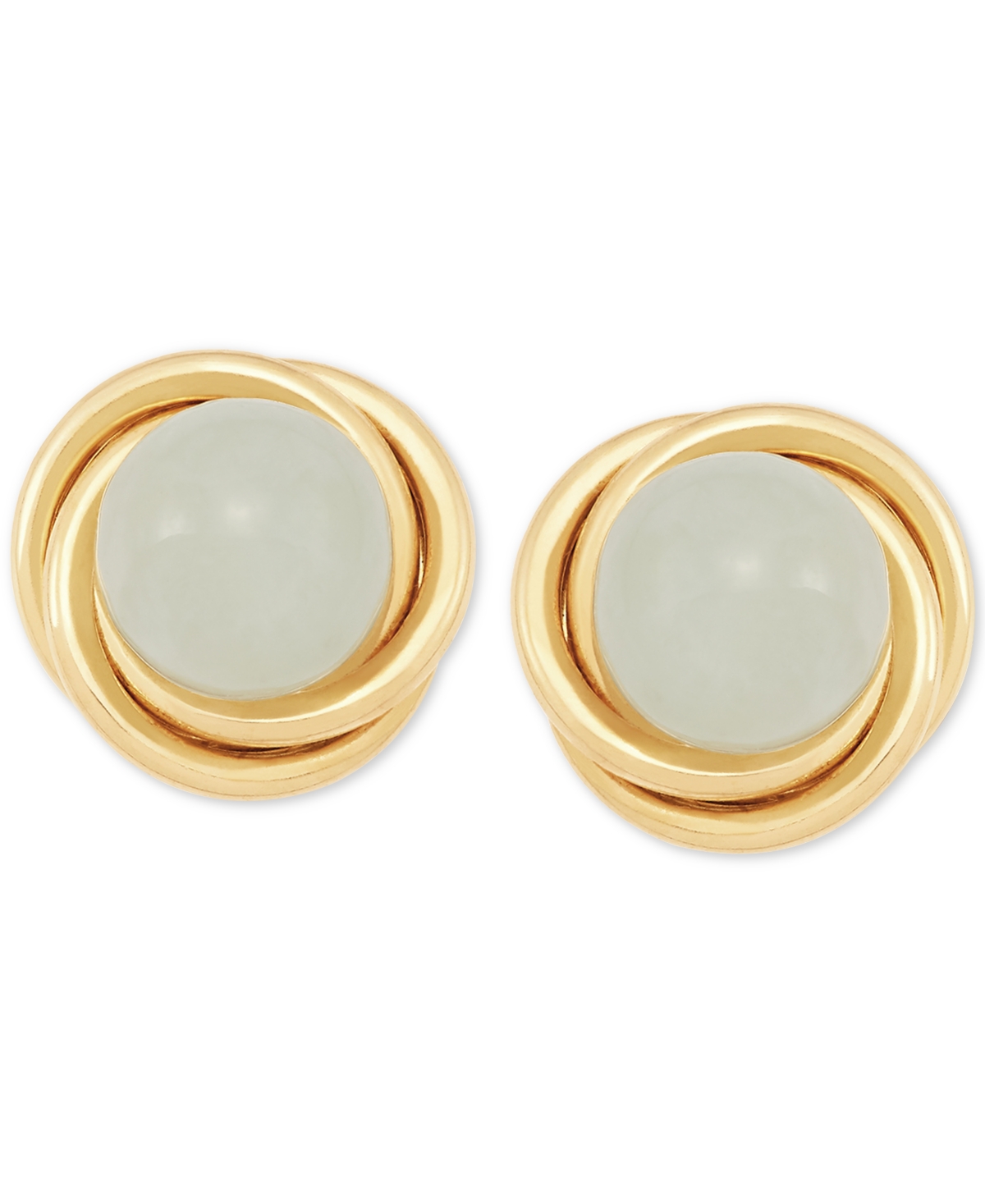 Click here for Jade (6mm) Button Knot Stud Earrings in 10k Gold -... prices
