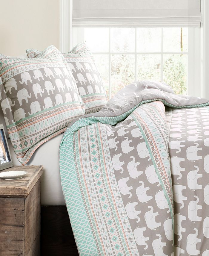 Lush Décor Elephant Stripe 5Pc Full/Queen Comforter Set - Macy's