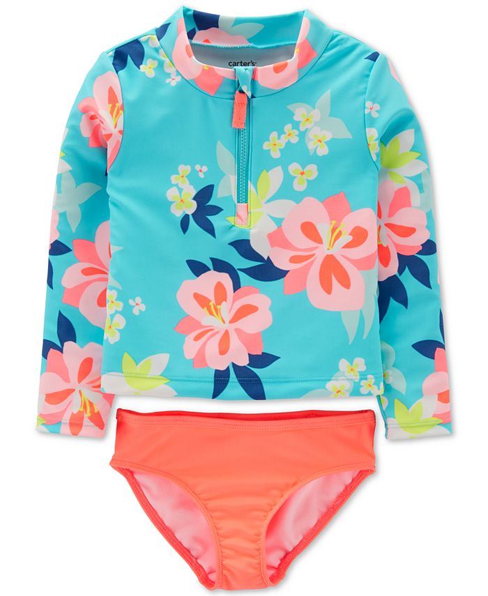 Carter's Baby Girls 2-Pc. Floral-Print Rash Guard Set - Macy's