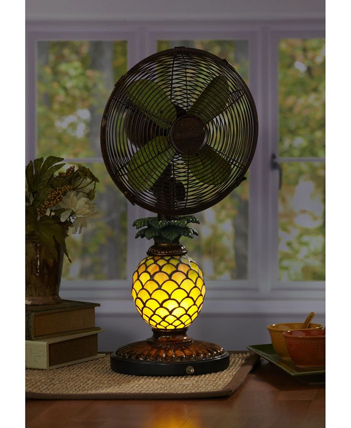 DecoBreeze Table Fan with Lamp- Mosaic Glass Pineapple - Macy's