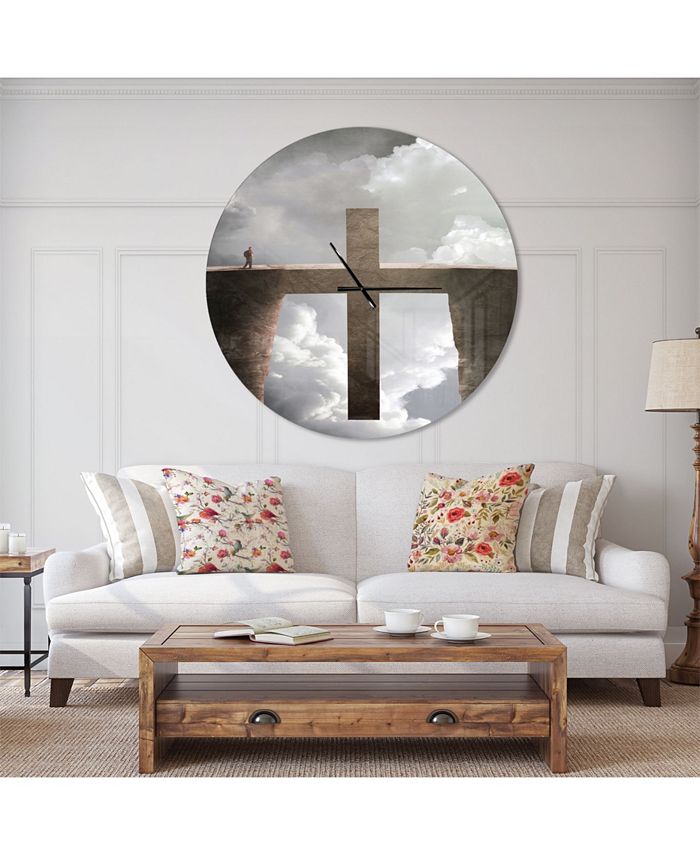 Design Art Designart Oversized Religious Round Metal Wall Clock - 36 x ...