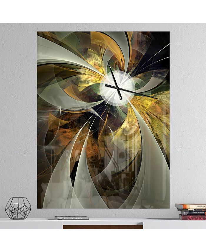 Design Art Designart Oversized Floral Metal Wall Clock - Macy's