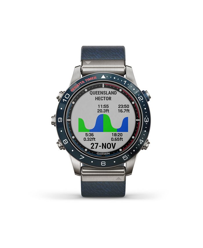 Garmin Unisex Marq Captain Blue Nylon Strap Smart Watch 46mm - Macy's