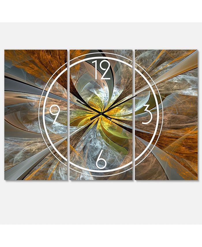 Design Art Designart Modern and Contemporary 3 Panels Metal Wall Clock ...