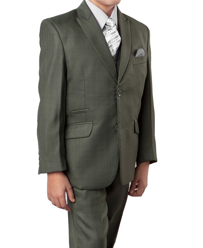 Tazio Solid Slanted Pocket 2 Button Front Closure Boys Suit, 5 Piece ...