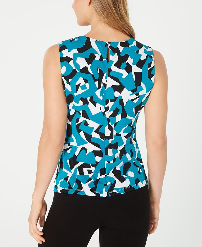 Calvin Klein Pleated Geo-Print Top - Macy's