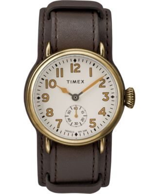 Timex Welton Cuff Bronze Case 38mm Leather Strap Watch - Macy's