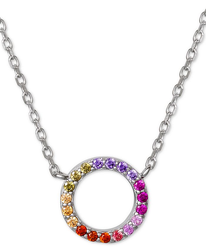 Giani Bernini Cubic Zirconia Rainbow Circle 18" Pendant Necklace in ...