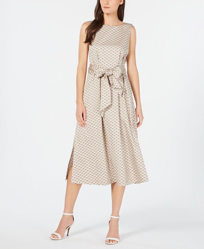 Anne Klein Polka Dot A Line Midi Dress Macys