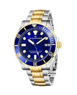 Alexander Watch A501B-03, Mens Quartz Diver Watch with Stainless Steel ...