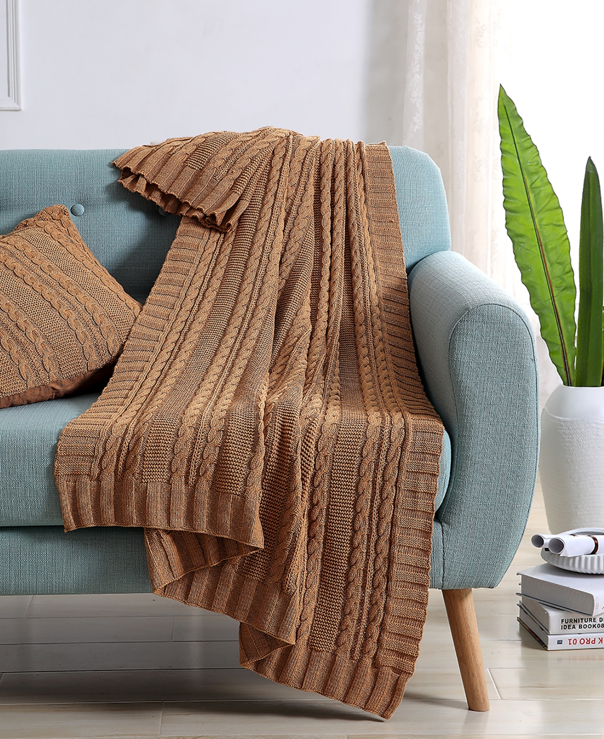 Click here for Vcny Home Dublin Cable Knit Throw  50 x 70 - Taupe prices