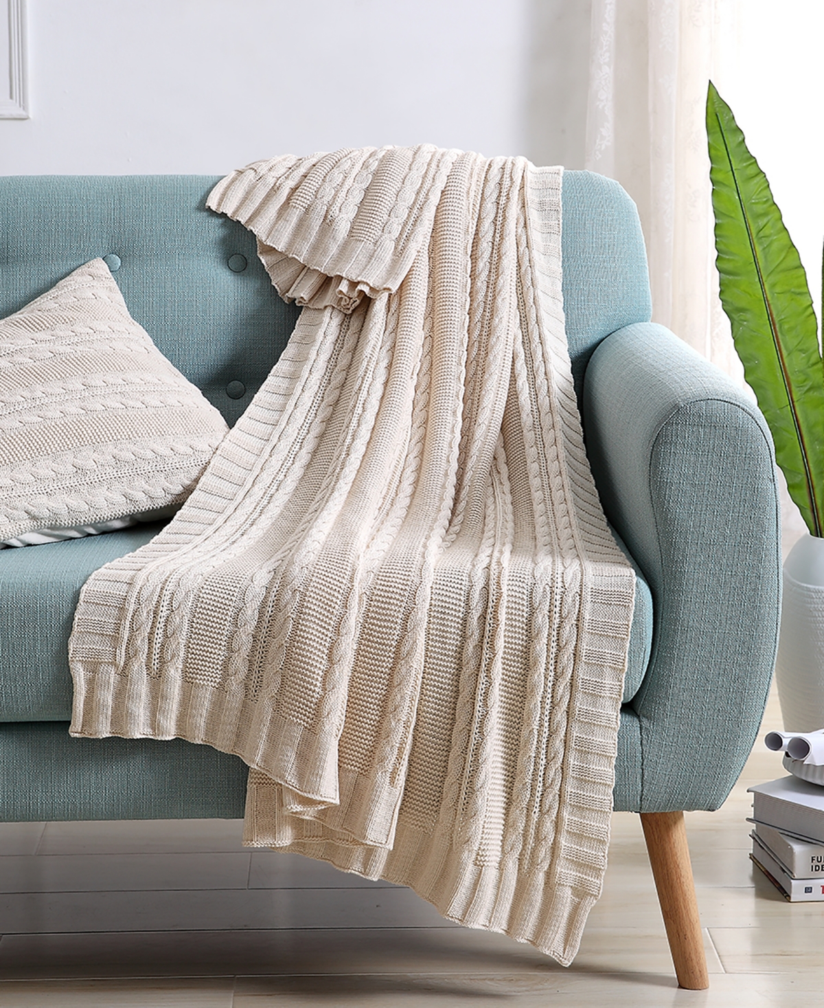 Click here for Vcny Home Dublin Cable Knit Throw  50 x 70 - Ivory prices