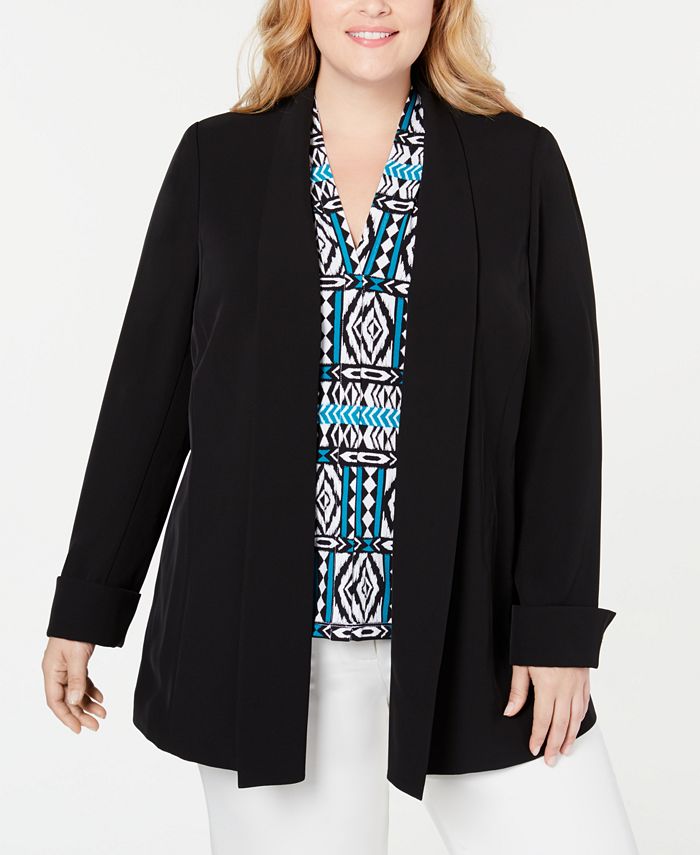 Calvin Klein Plus Size Open-Front Topper Jacket - Macy's