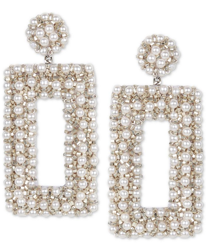 Deepa Gold-Tone Imitation Pearl Rectangle Drop Earrings - Macy's