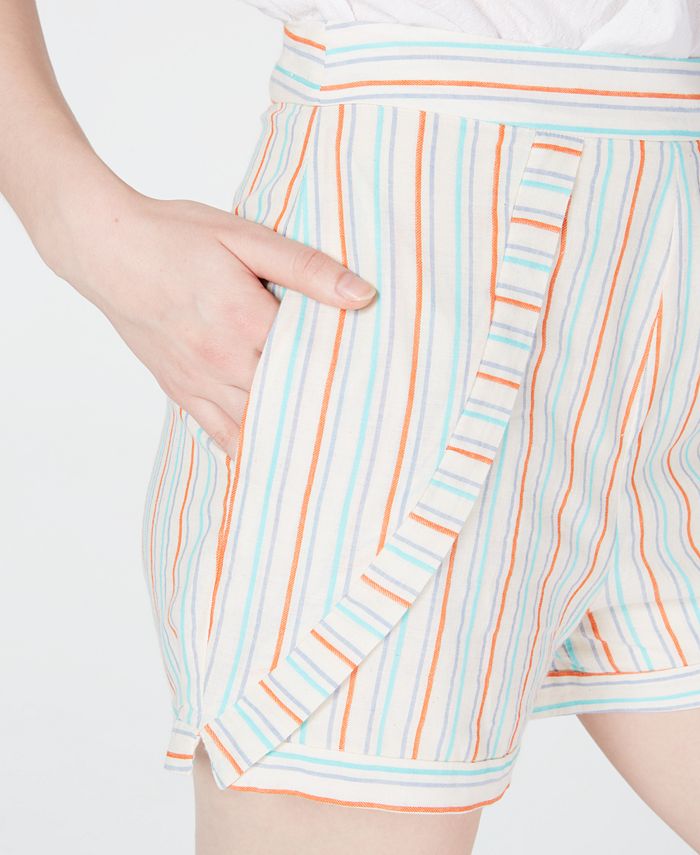 Line & Dot Striped High-Waist Shorts - Macy's