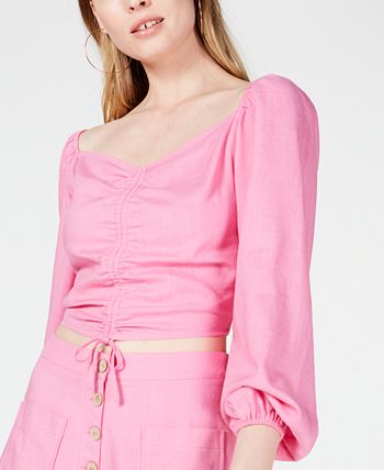 4SI3NNA Ruched Cropped Top - Macy's
