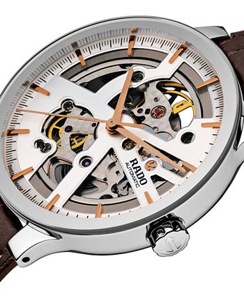 Rado Women's Swiss Automatic Centrix Brown Leather Strap Watch 38mm ...