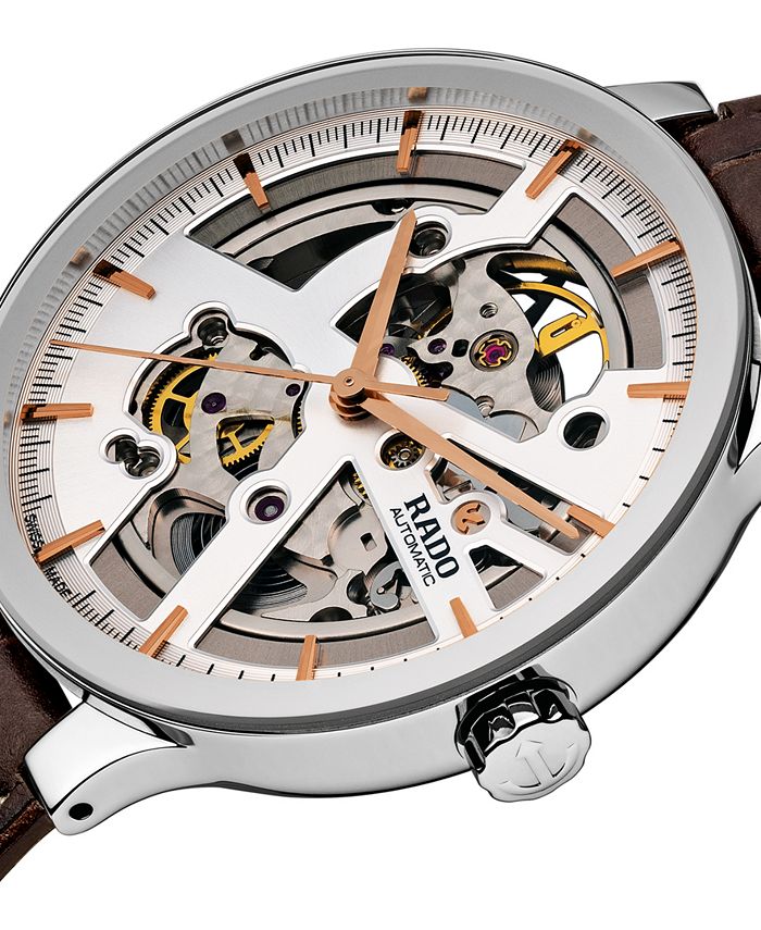 Rado Women's Swiss Automatic Centrix Brown Leather Strap Watch 38mm ...