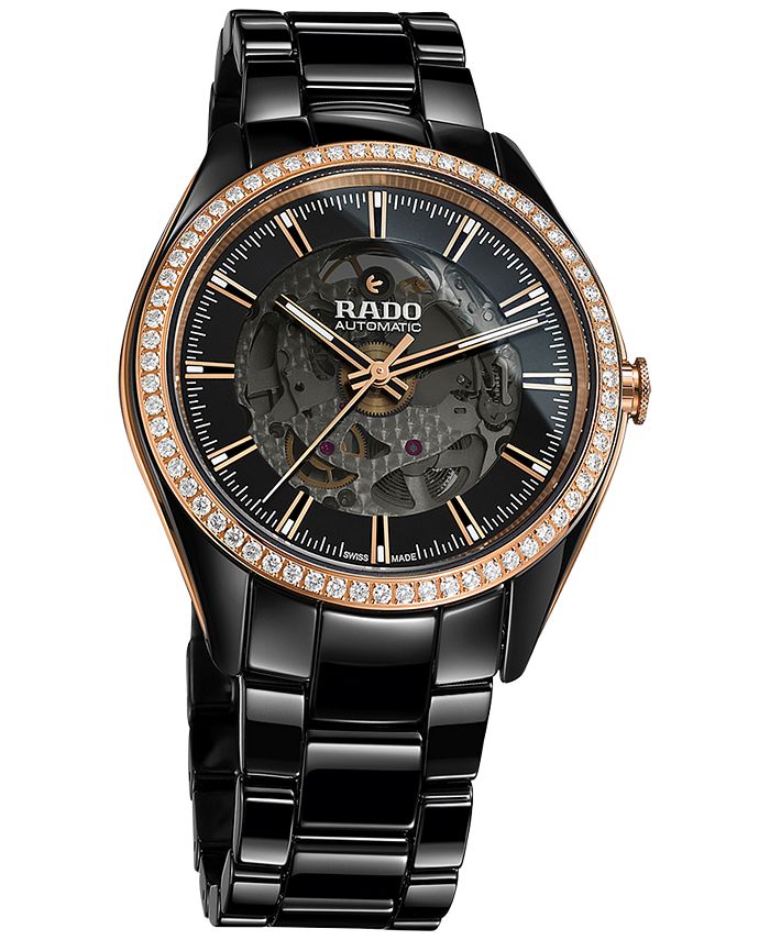 Rado Women's Swiss Automatic HyperChrome Diamond (9/10 ct. t.w.) Black ...