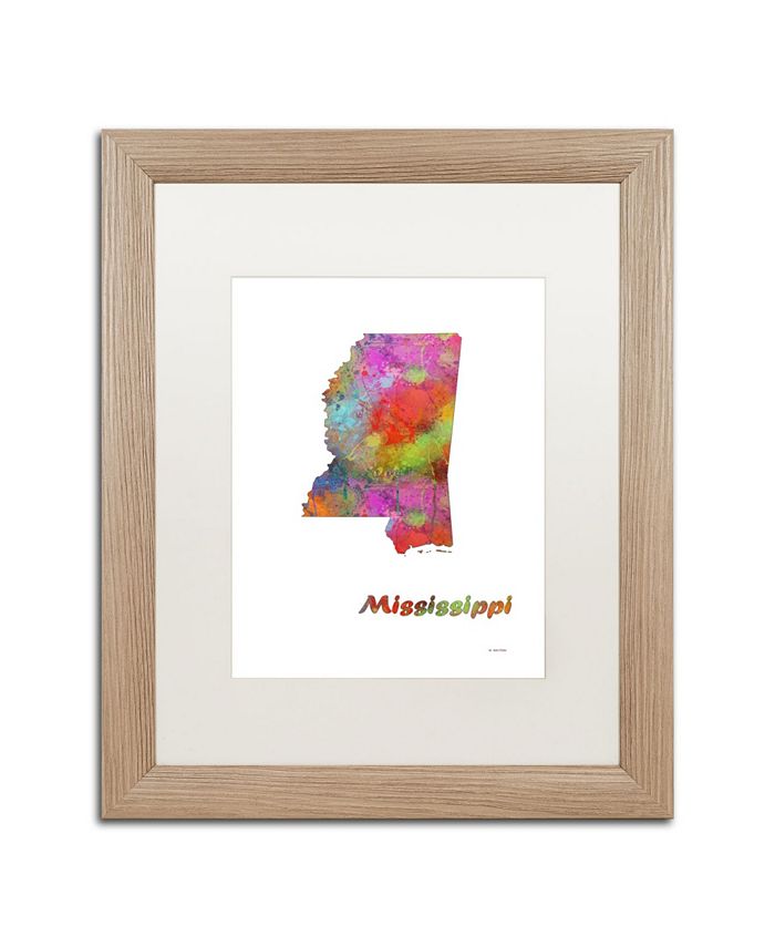 Trademark Global Marlene Watson 'Mississippi State Map-1' Matted Framed ...