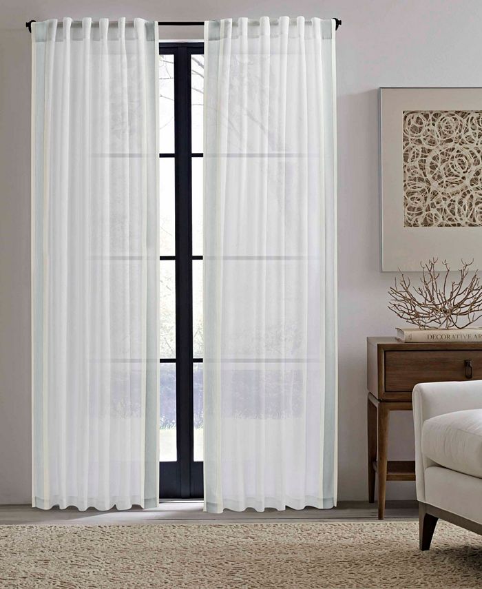 ED Ellen Degeneres Woven Stripe Border Pole Top Window Panel Pair - Macy's