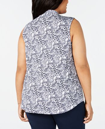 Charter Club Plus Size Printed Popover Top, Created for Macy's - Macy's