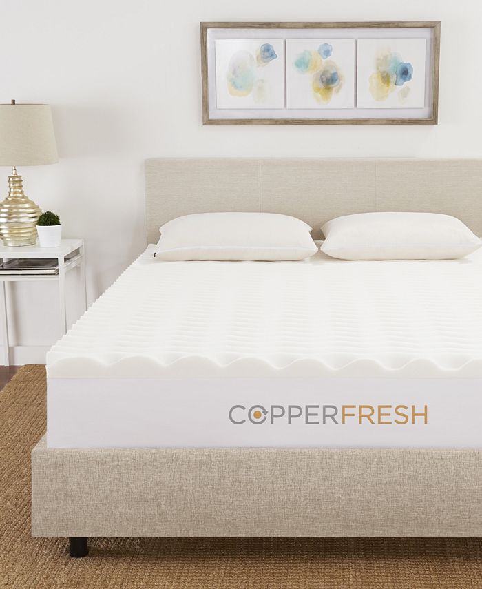 CopperFresh Wave 2" Foam Queen Mattress Topper with Copper-Embedded ...