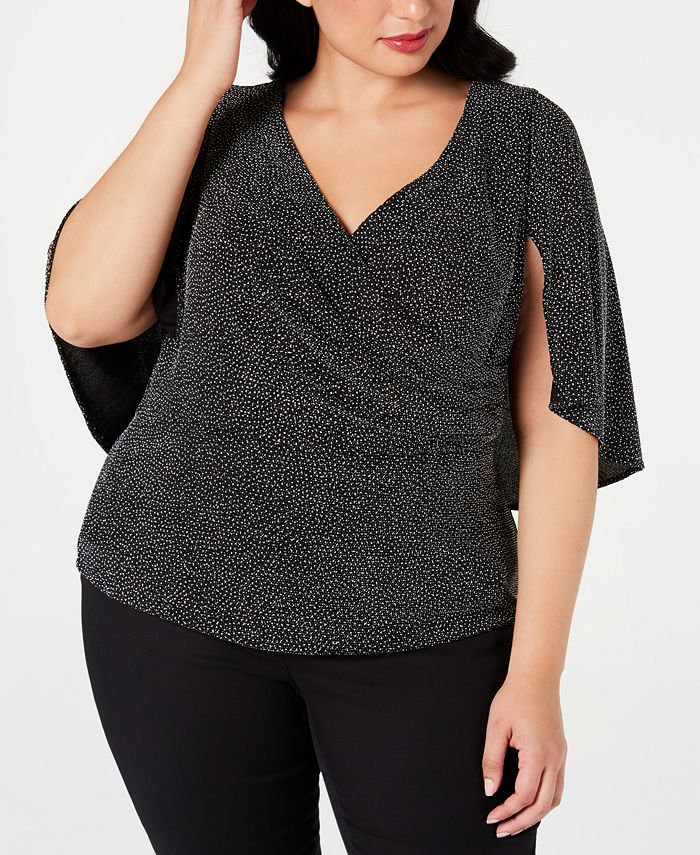 Alex Evenings Plus Size Faux-Wrap Capelet Top - Macy's