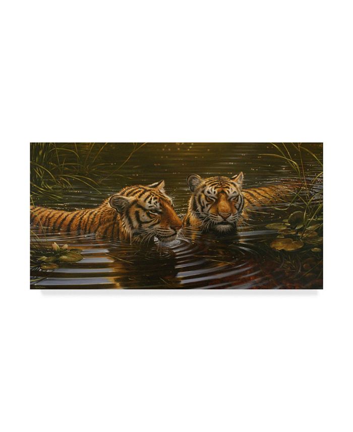 Trademark Global Michael Jackson 'Tigers In Lake' Canvas Art - 24" x 12 ...