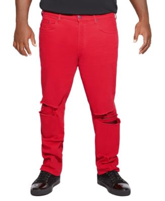 MVP Collections Men's Big and Tall Distressed Red Denim Jean - Macy's