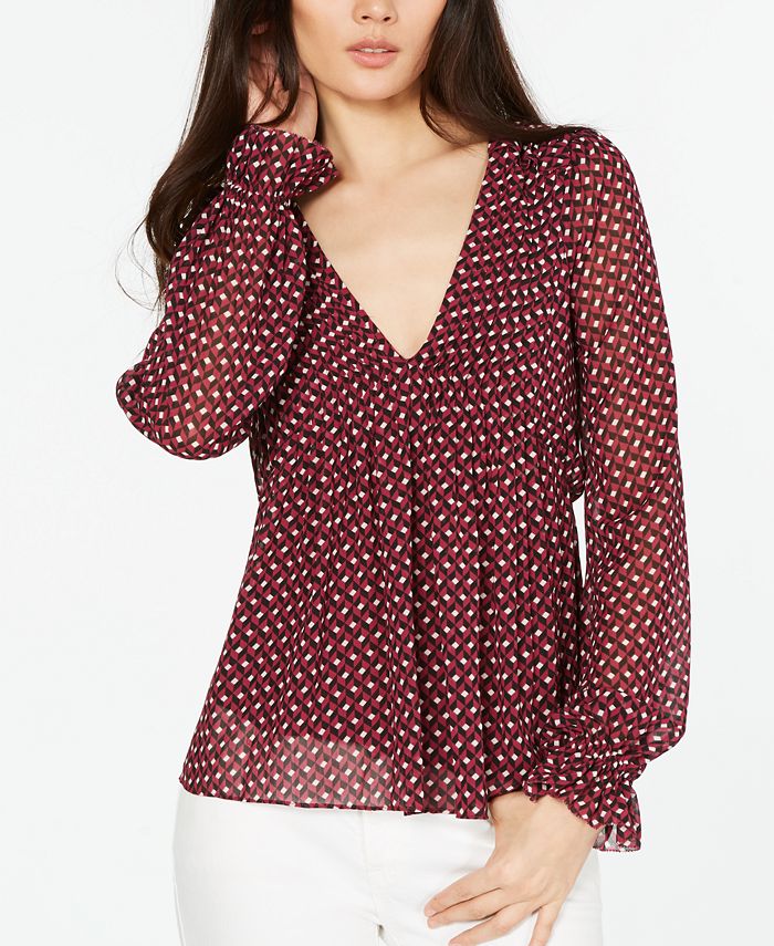 Michael Kors Graphic Diamond Geo-Print Top - Macy's