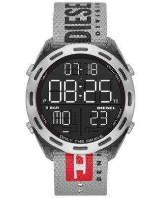 Diesel Men's Digital Crusher Gray Canvas Strap Watch 48mm - Macy's