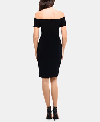 XSCAPE Beaded Off-The-Shoulder Bodycon Dress - Macy's