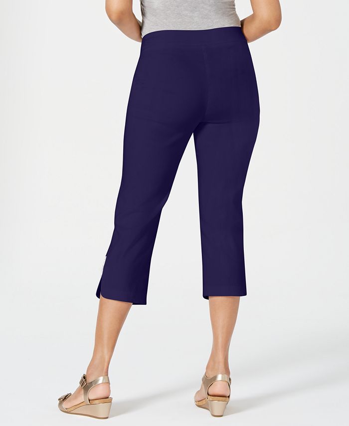 JM Collection Petite Embellished-Hem Capris, Created for Macy's - Macy's